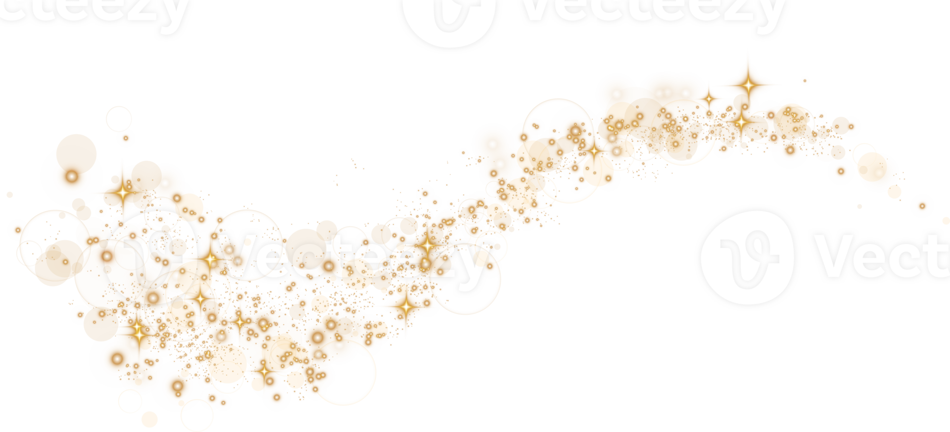 Abstract golden glitter wave illustration. Golden star dust sparkle particles isolated on ...