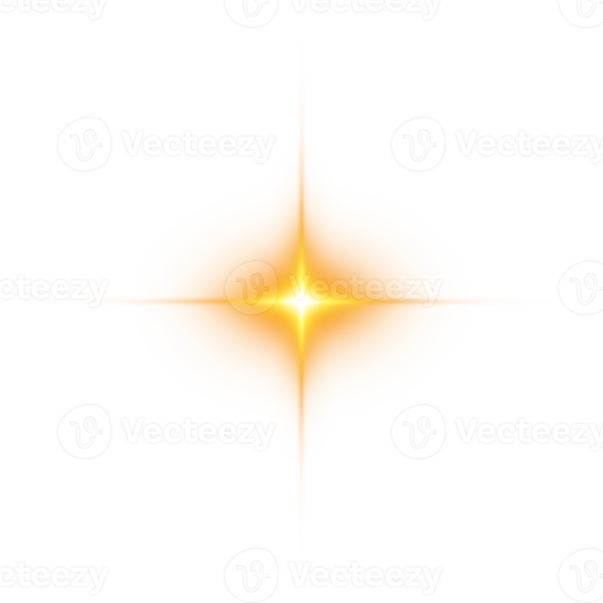 Golden glowing light effects isolated on transparent background. Solar flare with beams and ...