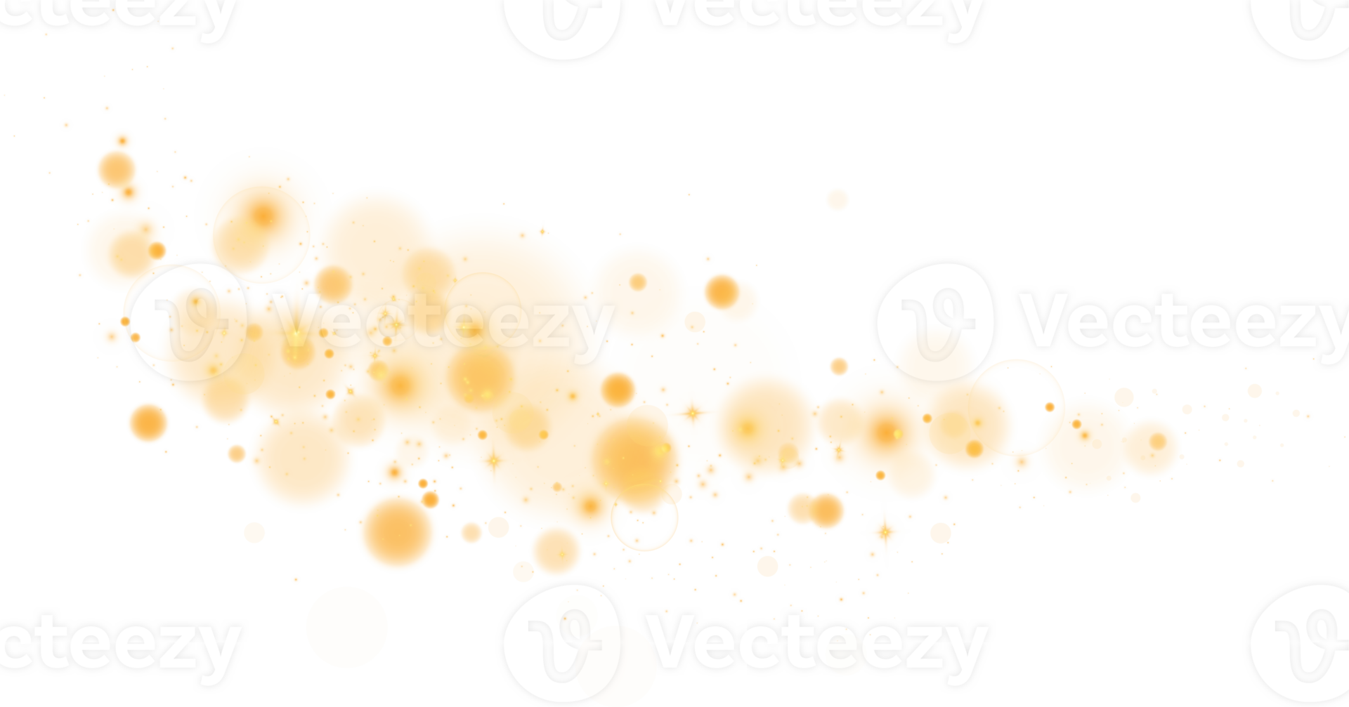 Golden shining bokeh lights with glowing particles on transparent background. PNG. 23550520 PNG