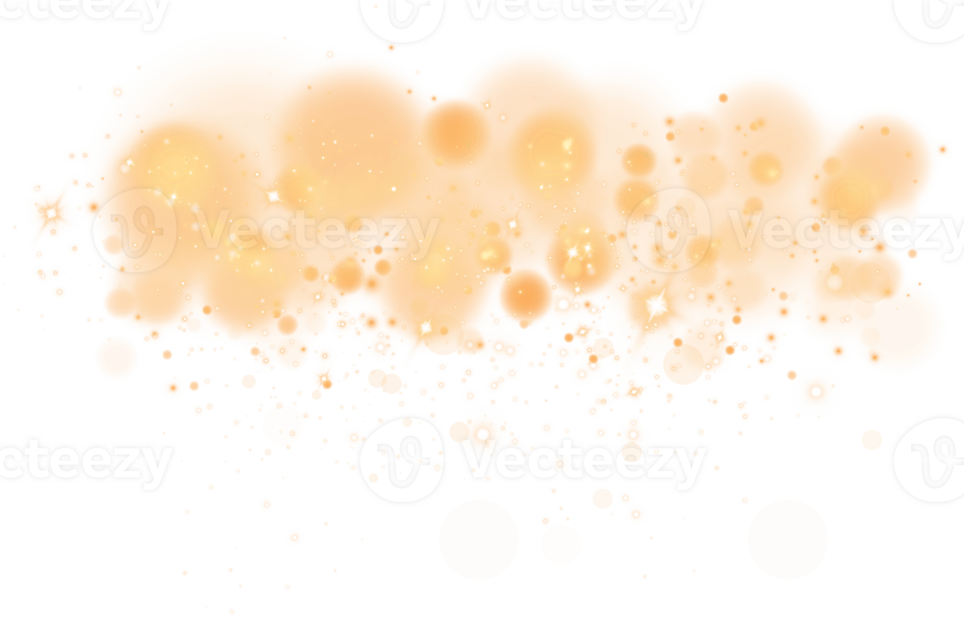 Golden shining bokeh lights with glowing particles on transparent background. PNG. 23550526 PNG