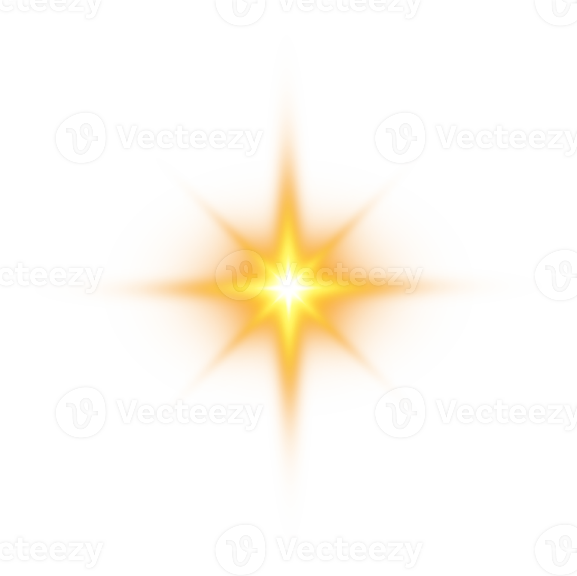 Golden glowing light effects isolated on transparent background. Solar flare with beams and ...