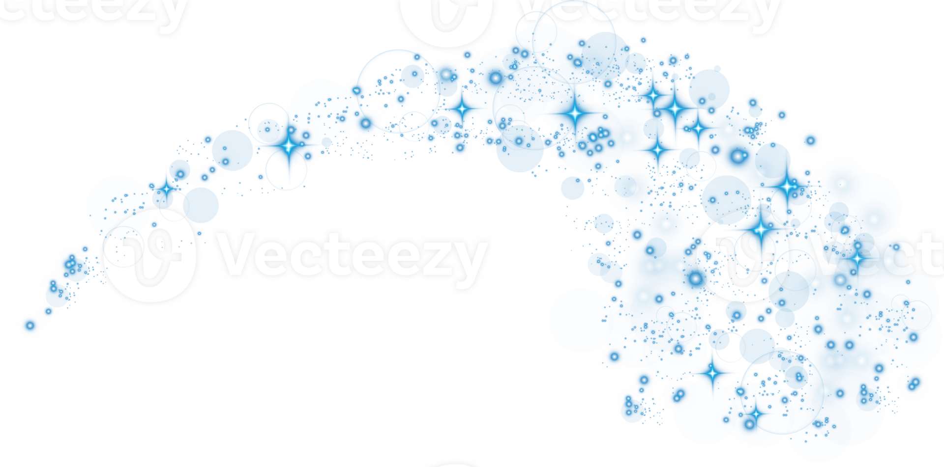 Abstract blue glitter wave illustration. Blue stardust sparkle particles isolated on transparent ...