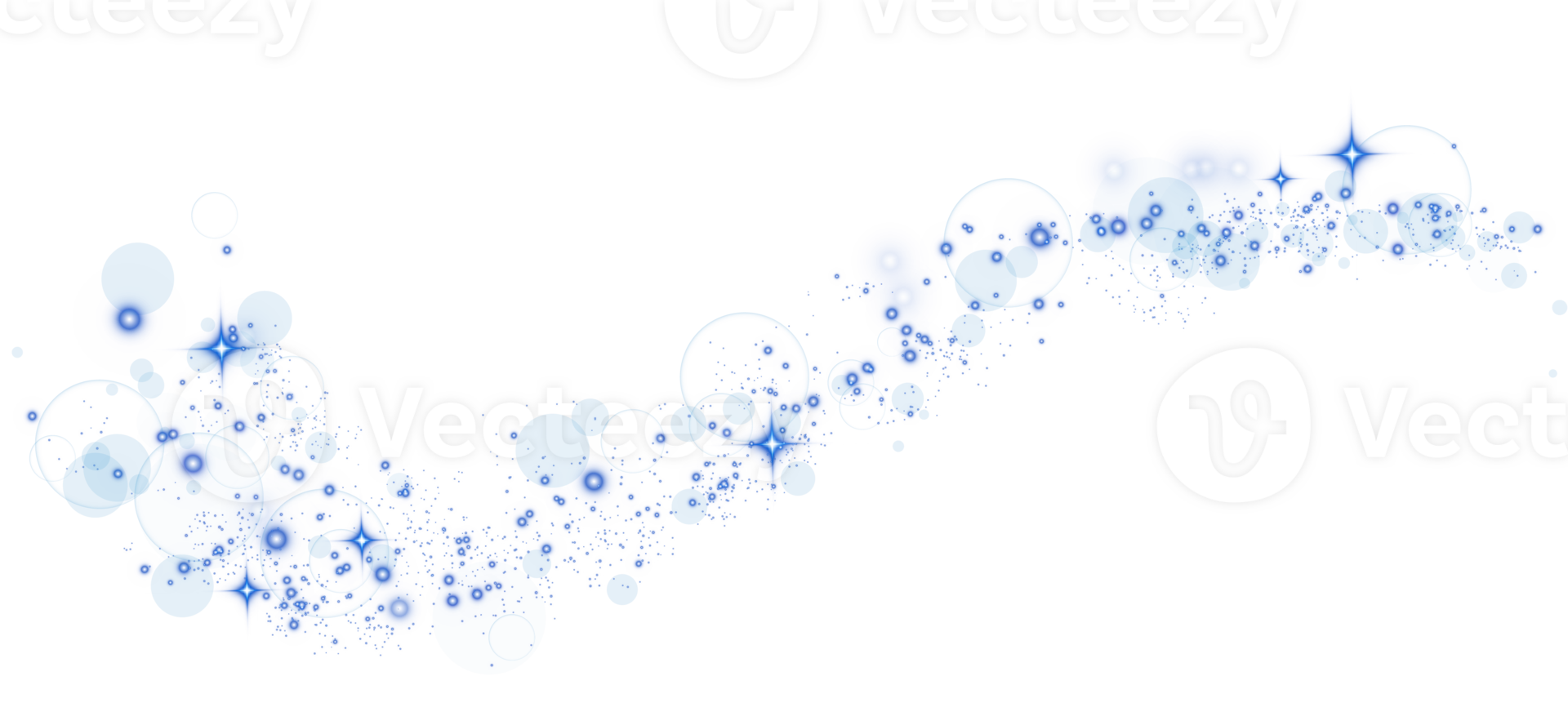 Abstract blue glitter wave illustration. Blue stardust sparkle particles isolated on transparent ...