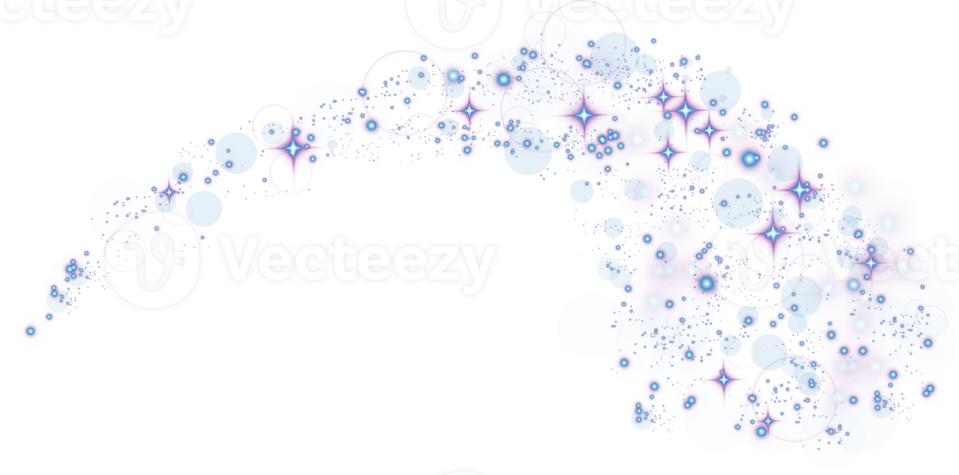 Abstract blue glitter wave illustration. Blue stardust sparkle particles isolated on transparent ...