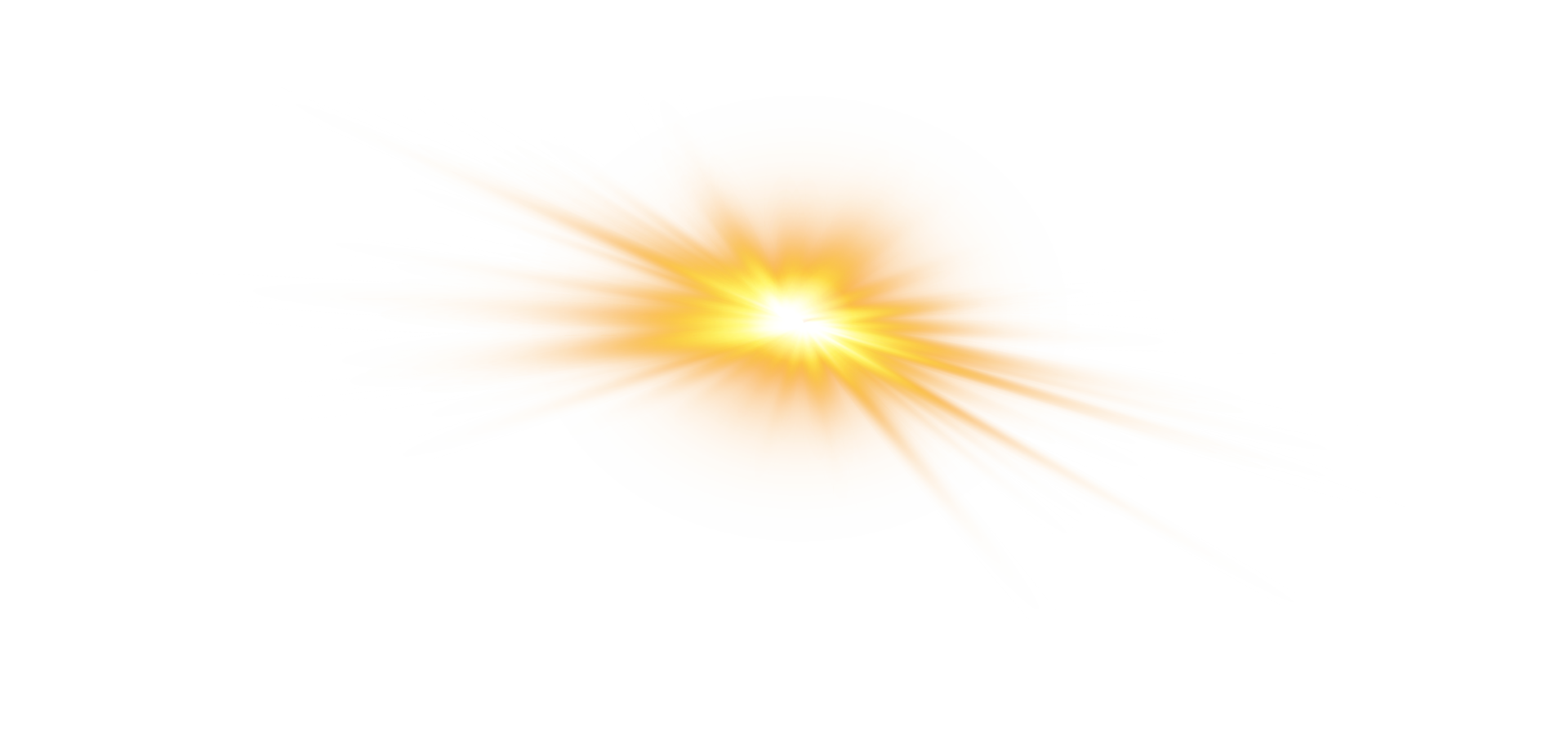 Golden glowing light effects isolated on transparent background. Solar flare with beams and ...