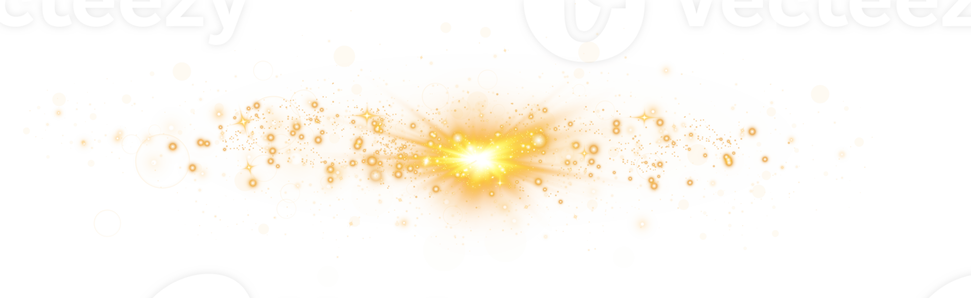 Golden glowing light effects isolated on transparent background. Solar flare with beams and ...