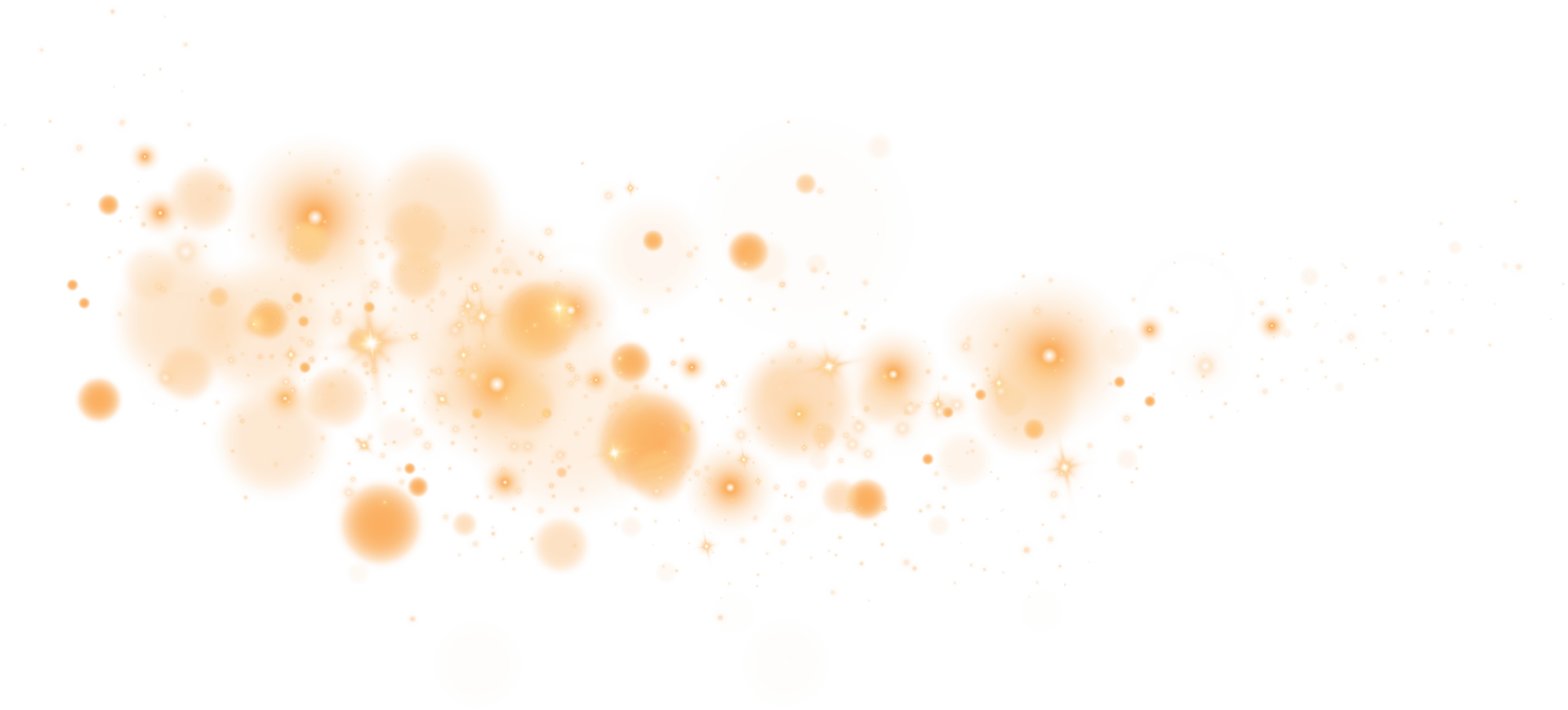 Golden shining bokeh lights with glowing particles on transparent background. PNG. 23550984 PNG