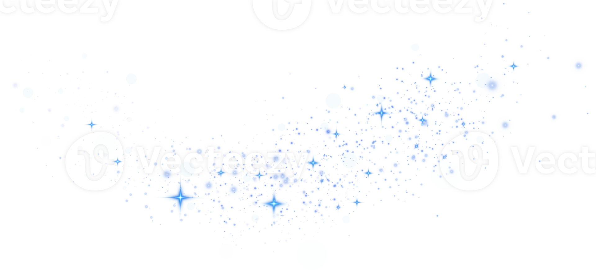 Abstract blue glitter wave illustration. Blue stardust sparkle particles isolated on transparent ...