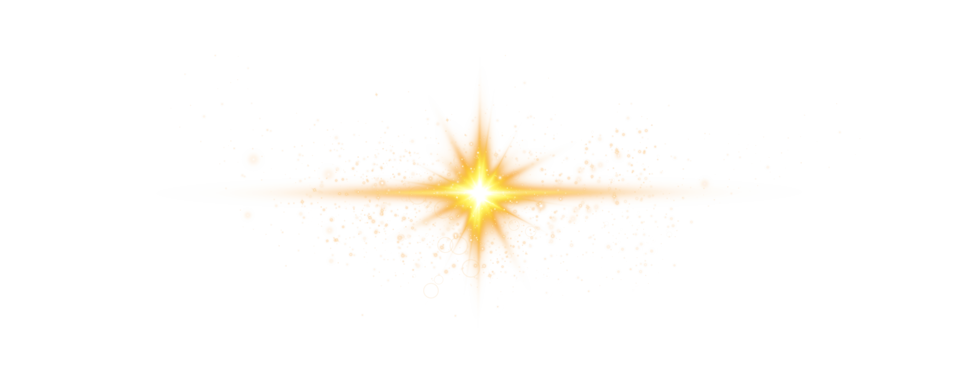 Golden glowing light effects isolated on transparent background. Solar flare with beams and ...