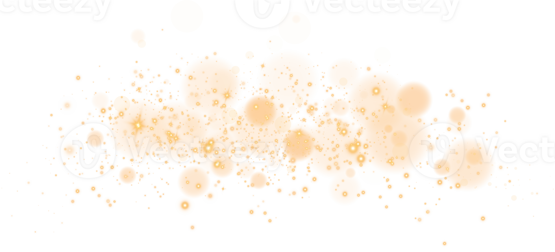 Golden shining bokeh lights with glowing particles on transparent background. PNG. 23551093 PNG