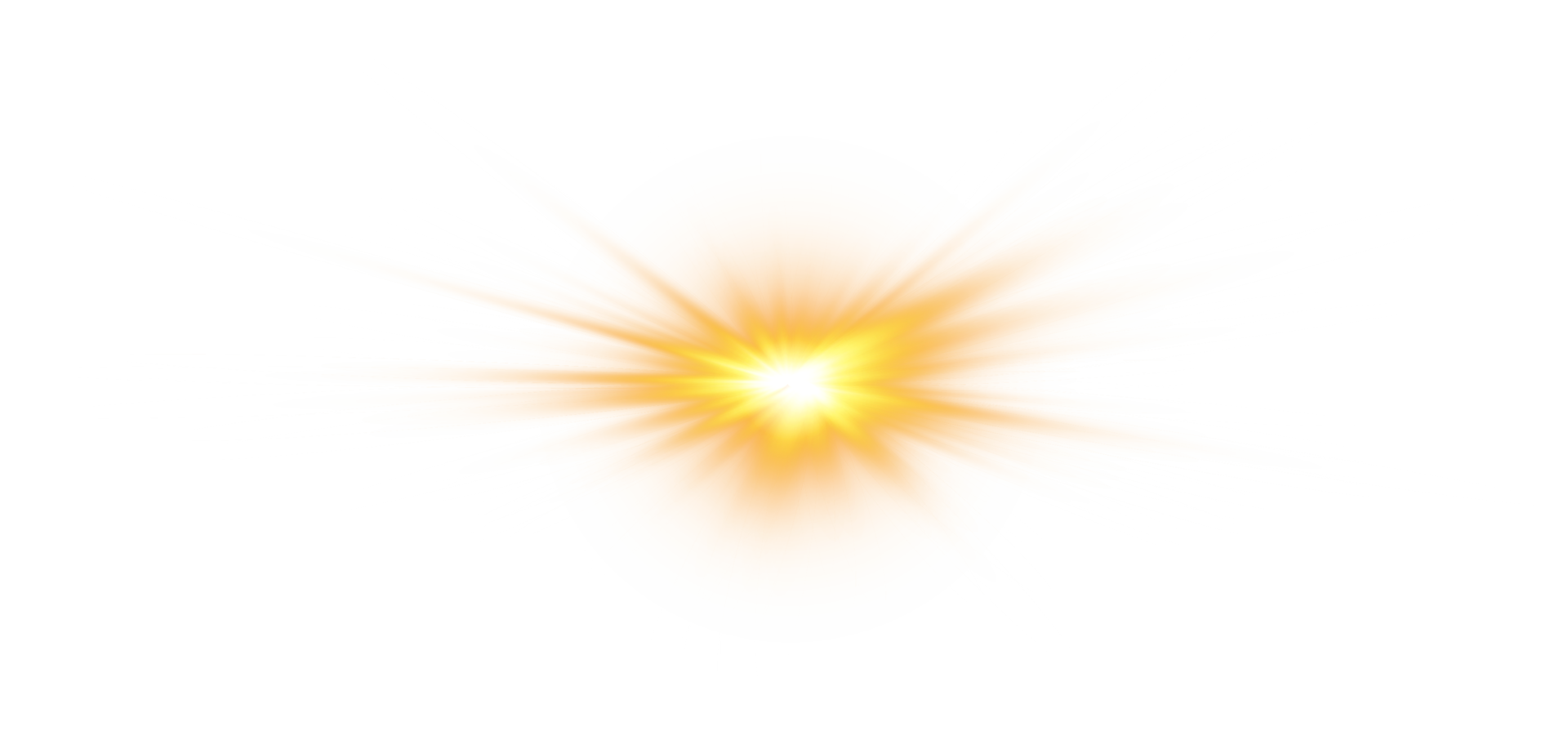 Golden glowing light effects isolated on transparent background. Solar flare with beams and ...