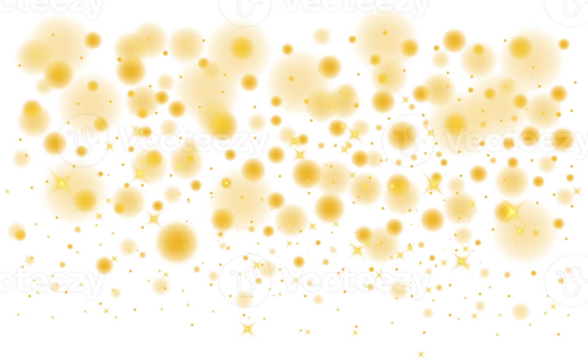 Golden shining bokeh lights with glowing particles on transparent background. PNG. 23551181 PNG