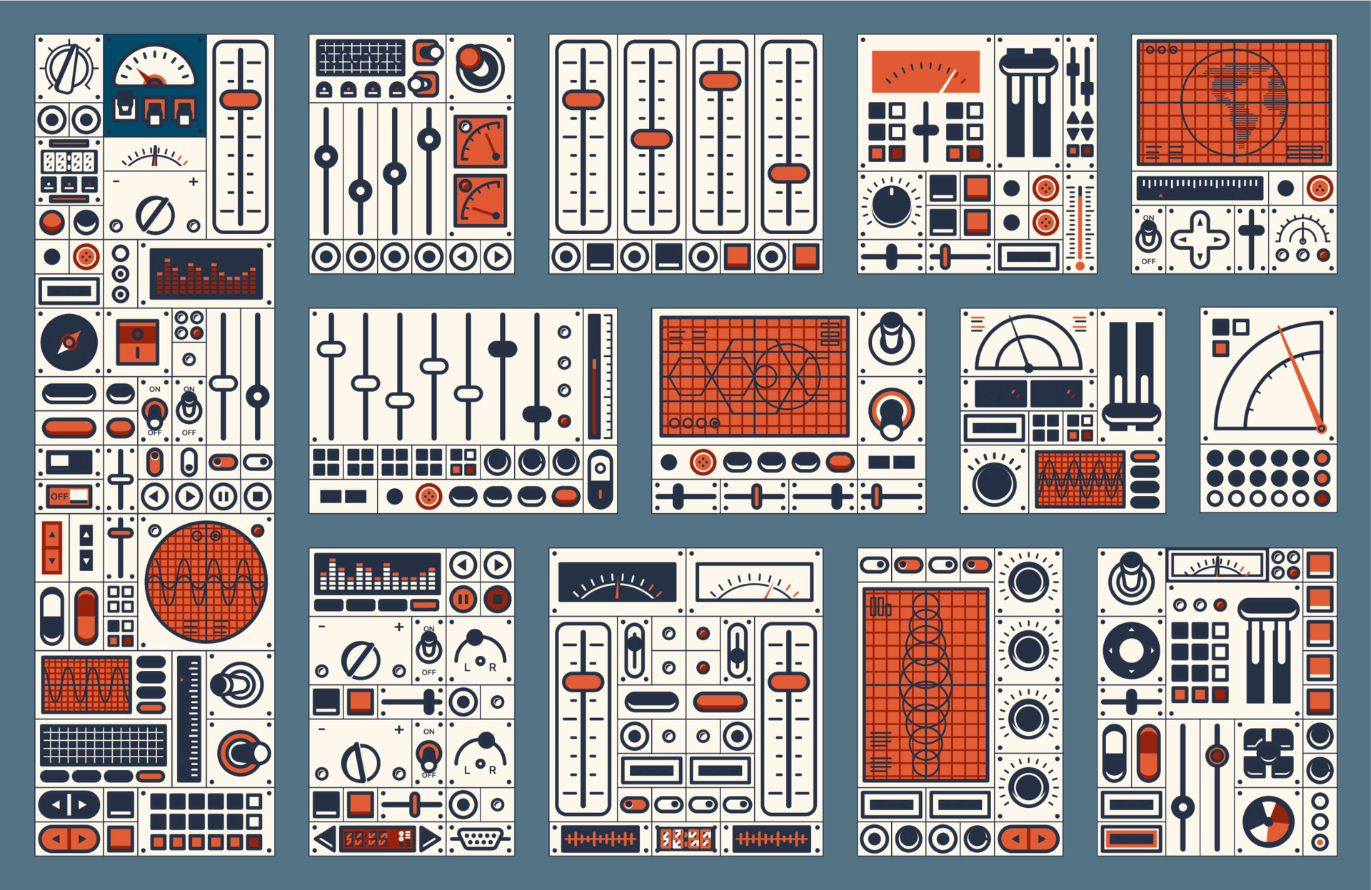 Retro dashboard. Control panel switch and buttons 23553230 Vector Art ...