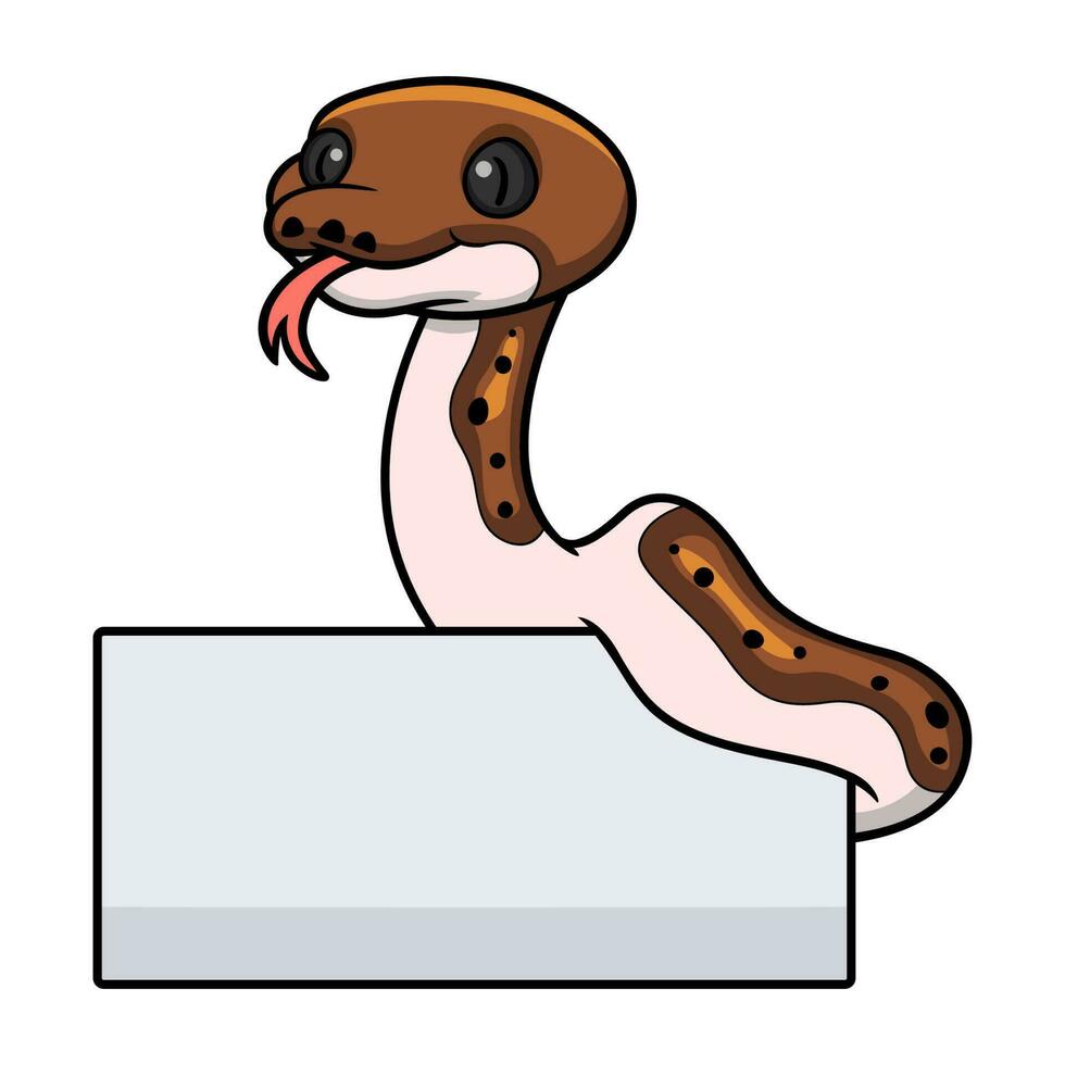 Cute pied reticulated python cartoon with blank sign 23556253 Vector ...