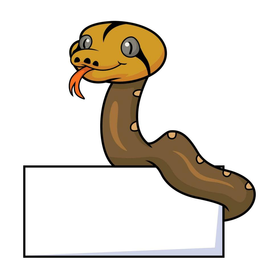 Cute golden child reticulated python cartoon with blank sign 23556265 ...