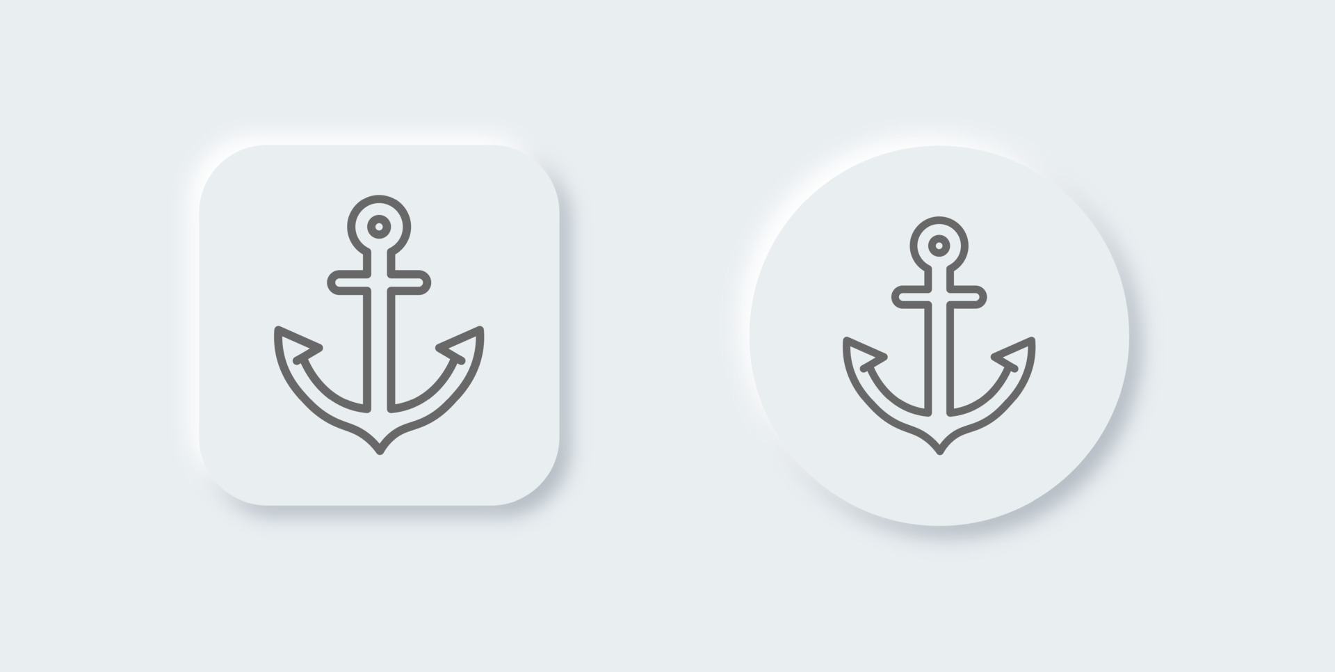 Anchor Line Icon In Neomorphic Design Style Nautical Signs Vector