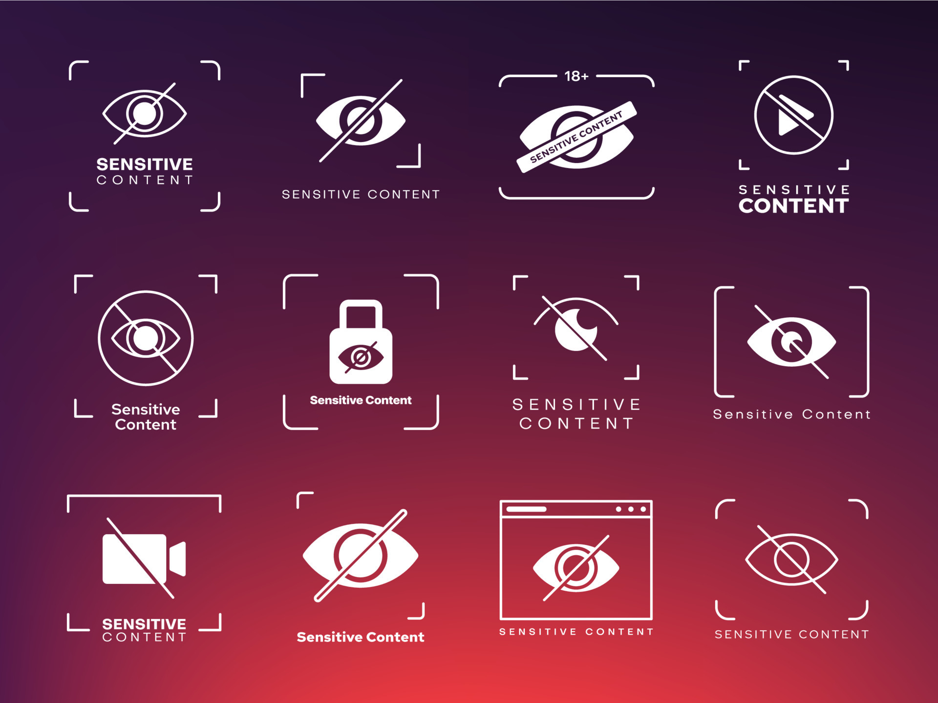 Sensitive content icons, censored photo and video 23557150 Vector Art ... Sensitive content icons, censored photo and video 23557150 Vector Art ...