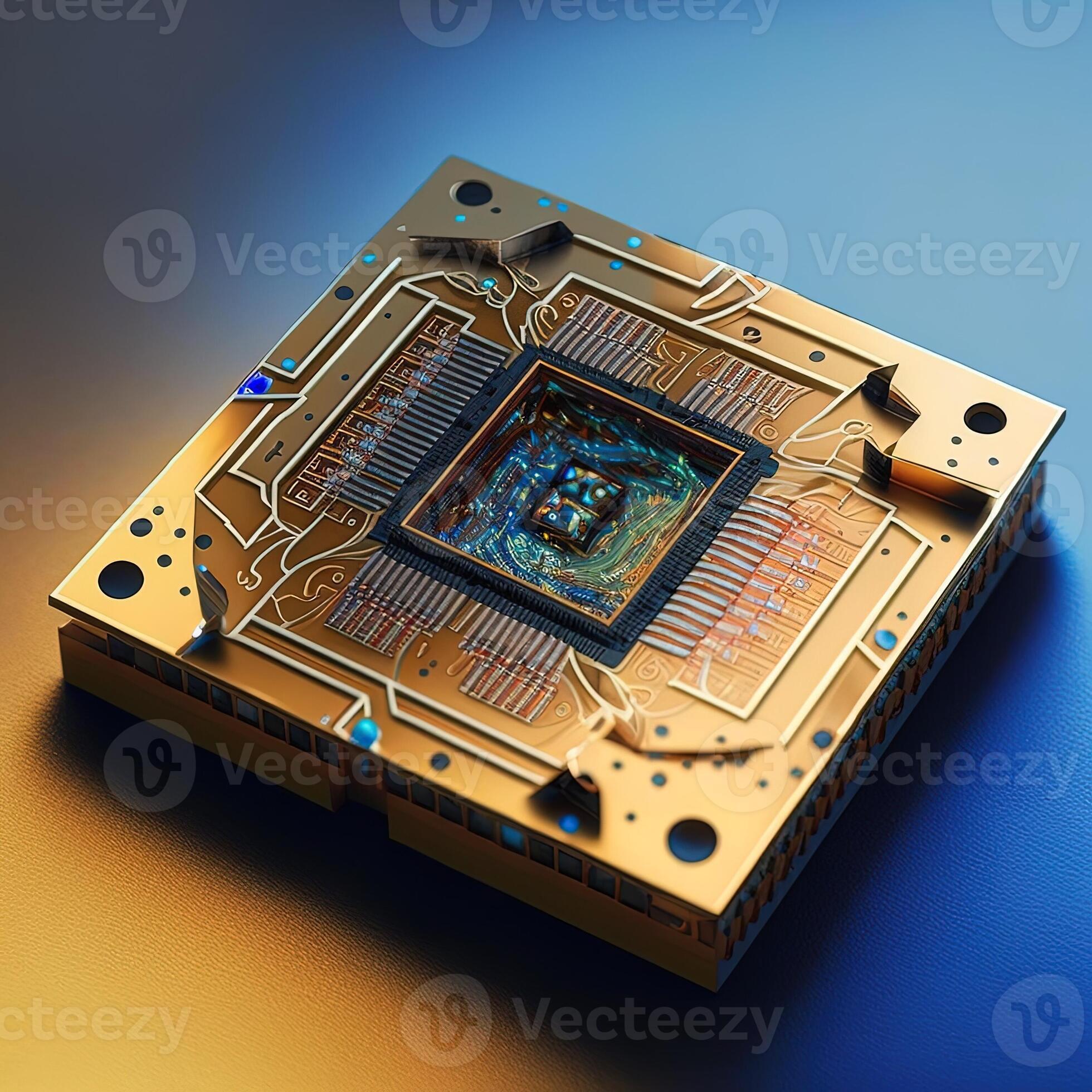 a quantum chip, A futuristic glowing CPU quantum computer processor ... a quantum chip, A futuristic glowing CPU quantum computer processor ...