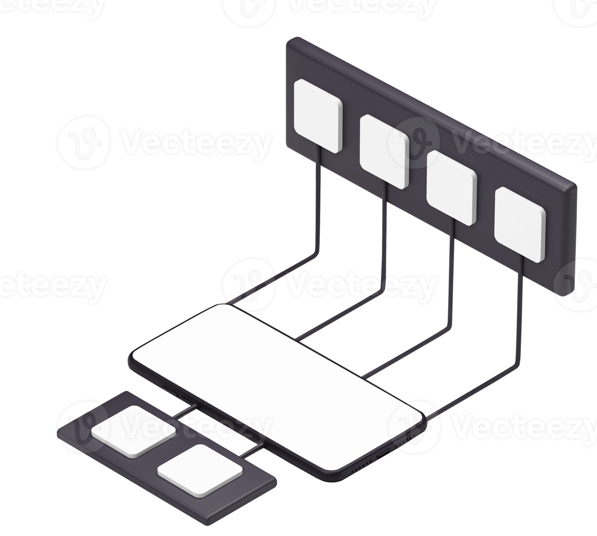3D Render of Smartphone Screen With Showing Various Thumbnails On White ... 3D Render of Smartphone Screen With Showing Various Thumbnails On White ...
