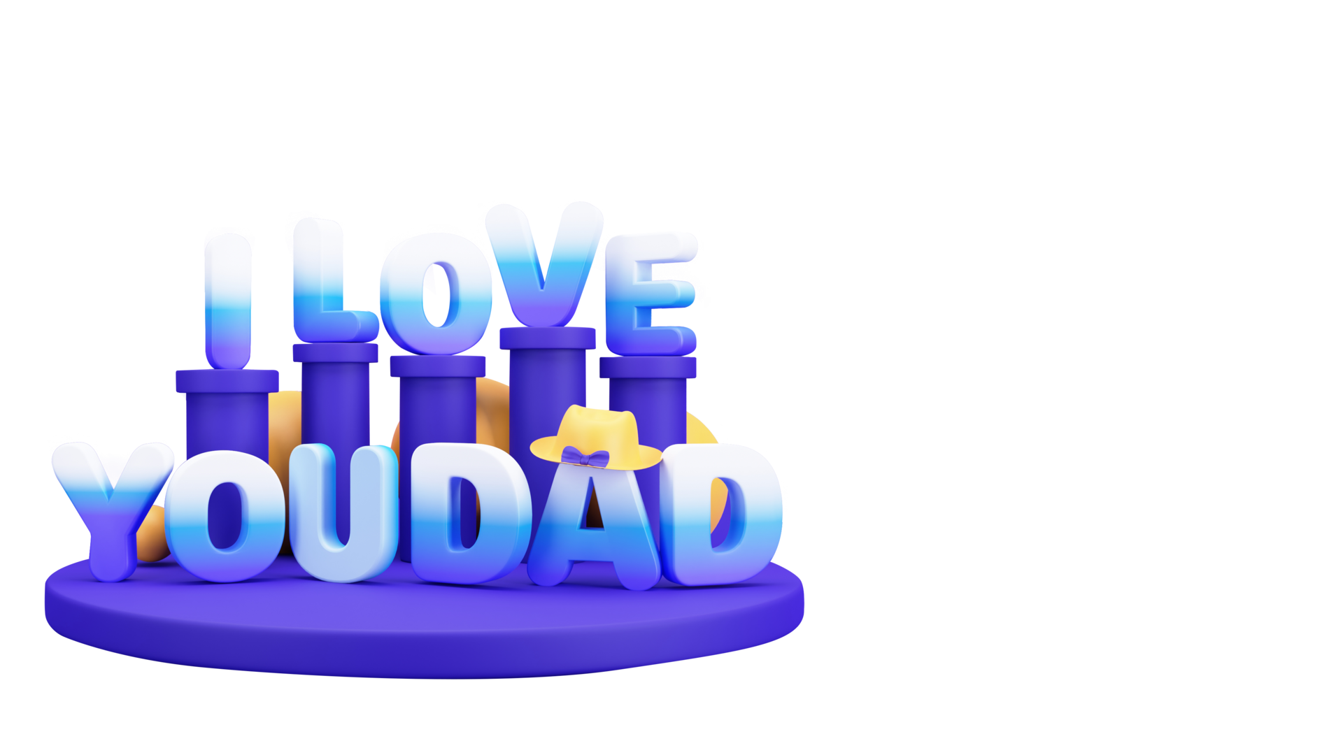 3d I Love You Dad Font Balls And Fedora Hat On White Background 23560525 Png