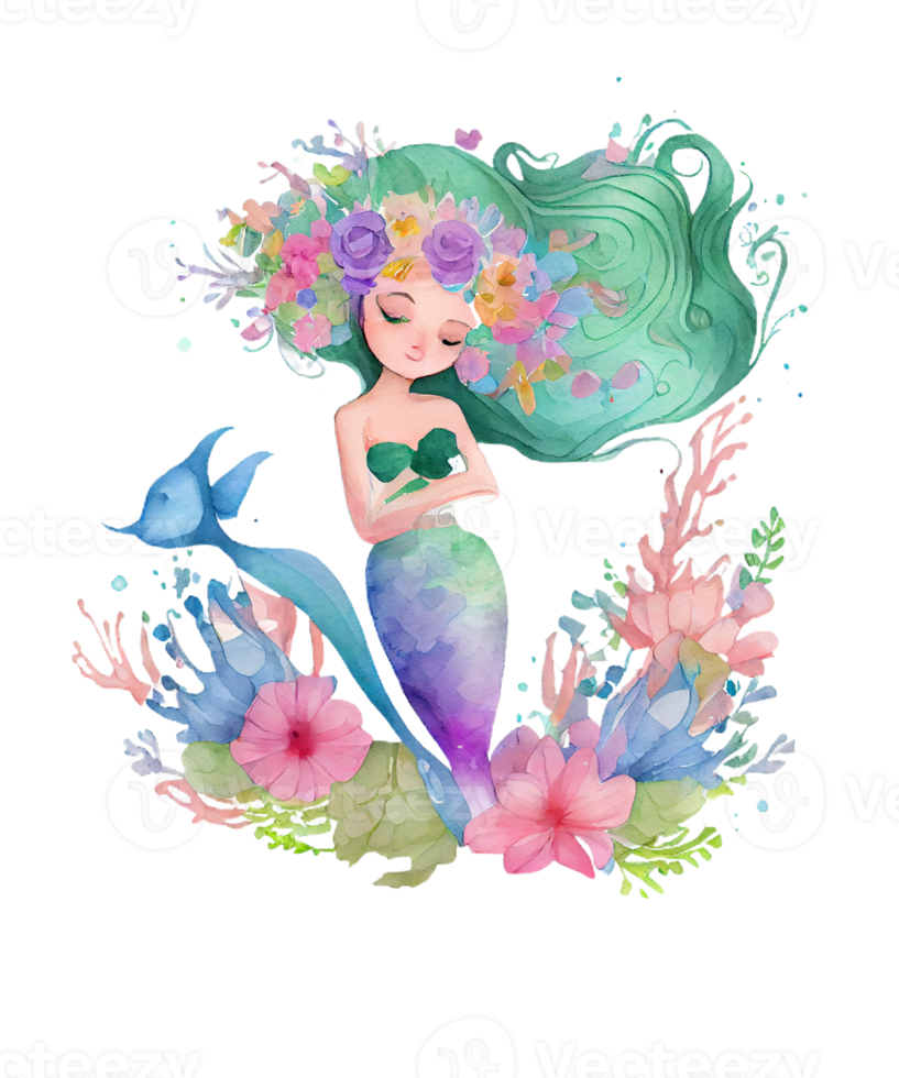 Cute Mermaid Watercolor Sublimation 23563737 Png