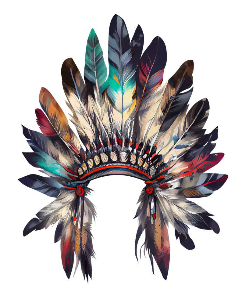 Free Native American Feather Headdress Watercolor ai generative ...