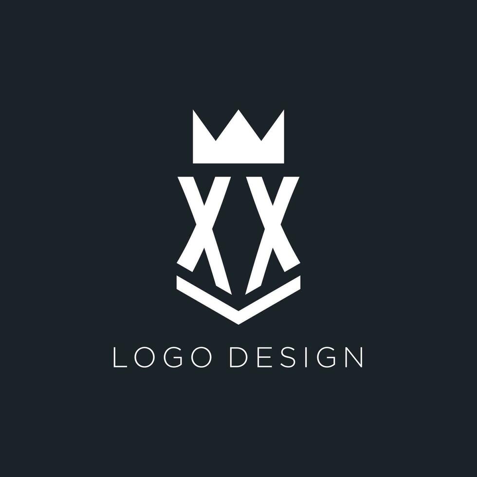 XX logo with shield and crown, initial monogram logo design 23565240 Vector Art at Vecteezy