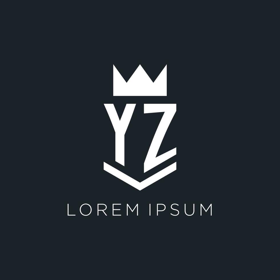 YZ logo with shield and crown, initial monogram logo design 23565253 Vector Art at Vecteezy