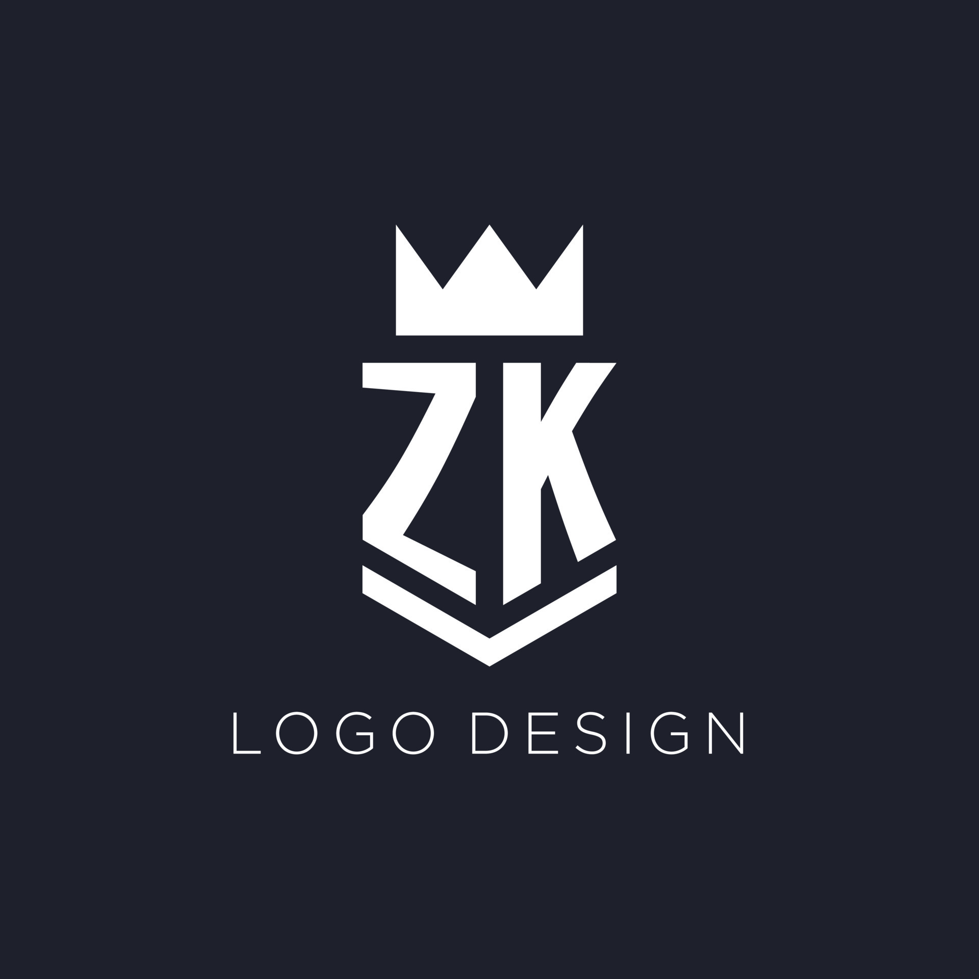ZK logo with shield and crown, initial monogram logo design 23565255 Vector Art at Vecteezy