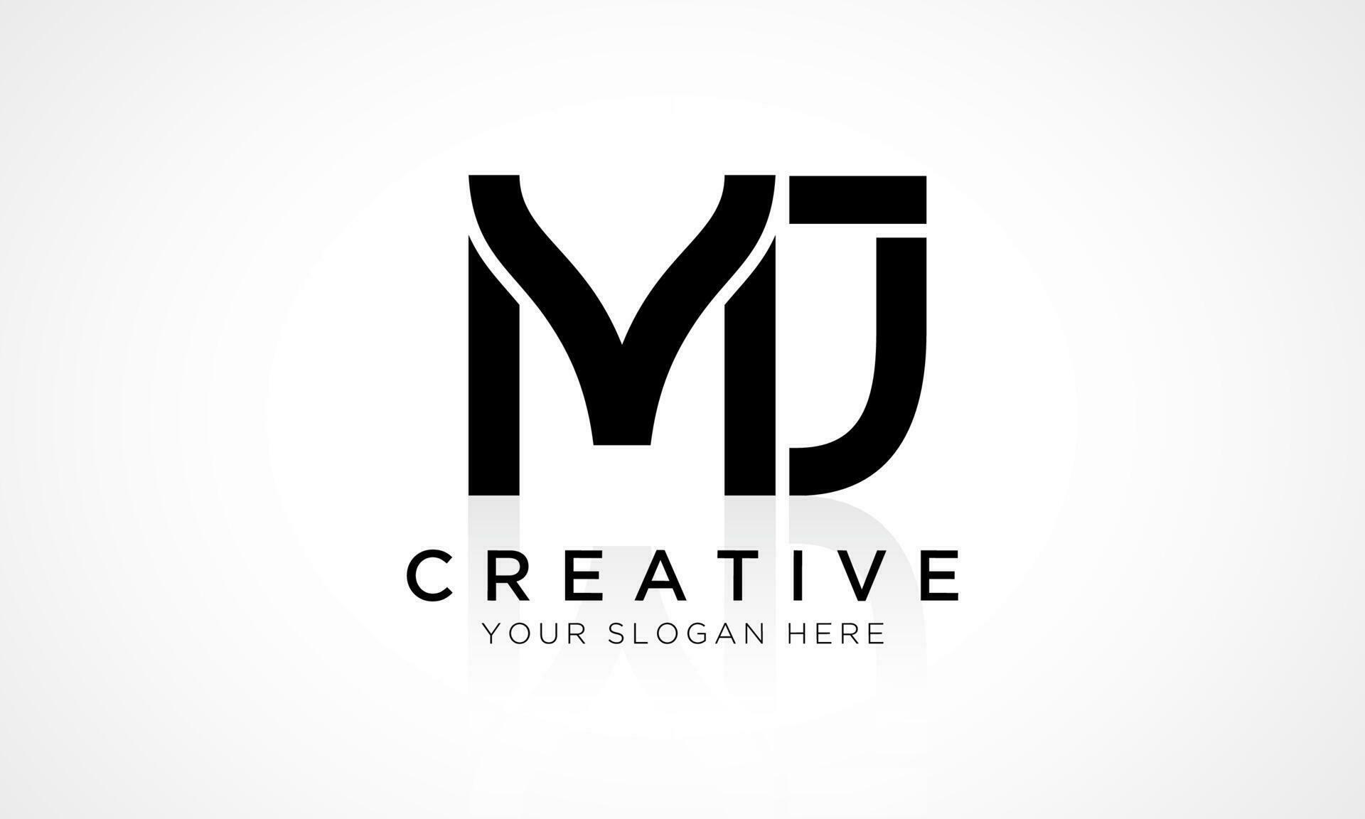 Alphabet Letter Mj Logo Design With Glossy Reflection Vector Icon Illustration. Initial Letter ...