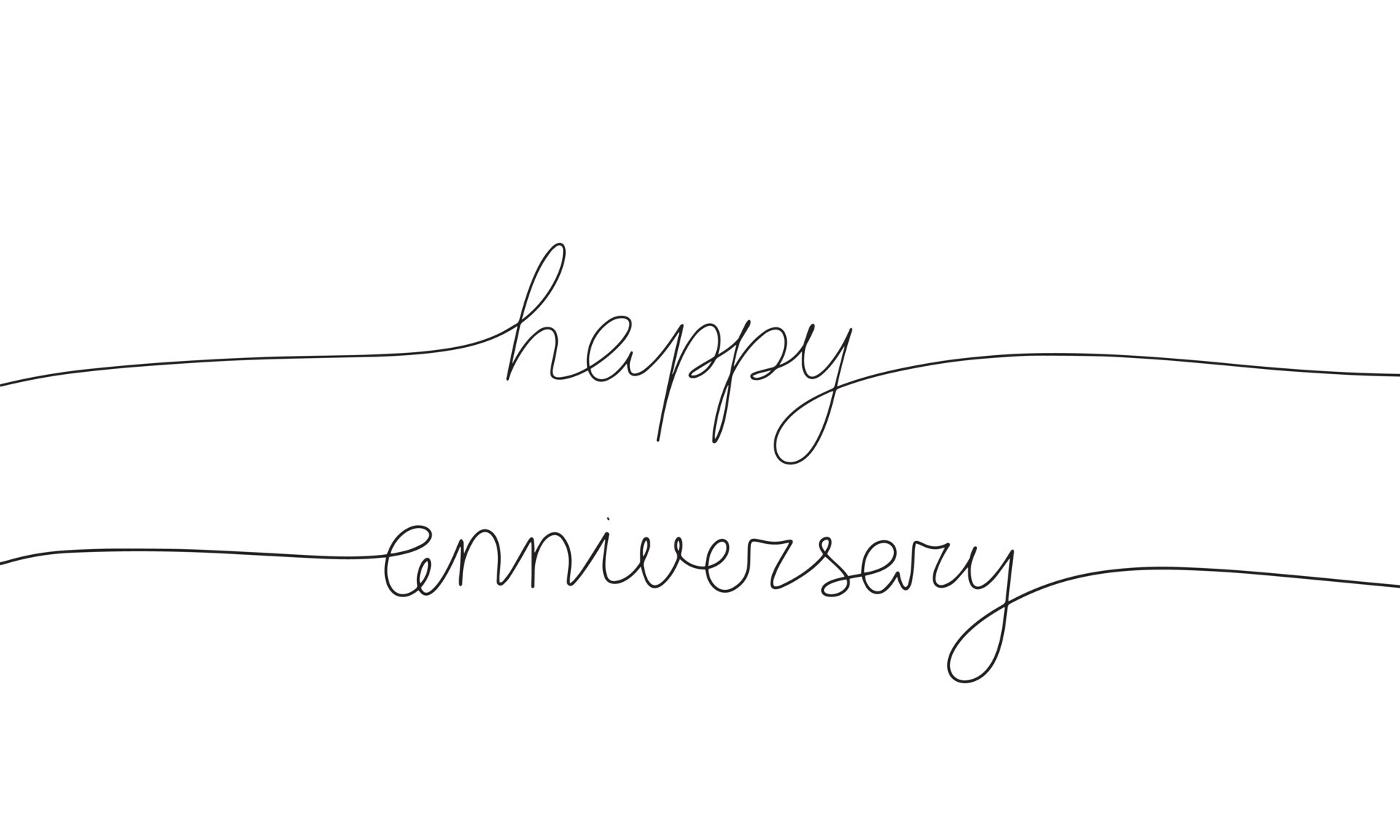 One Line Continuous Phrase Happy Anniversary Line Art Handwriting