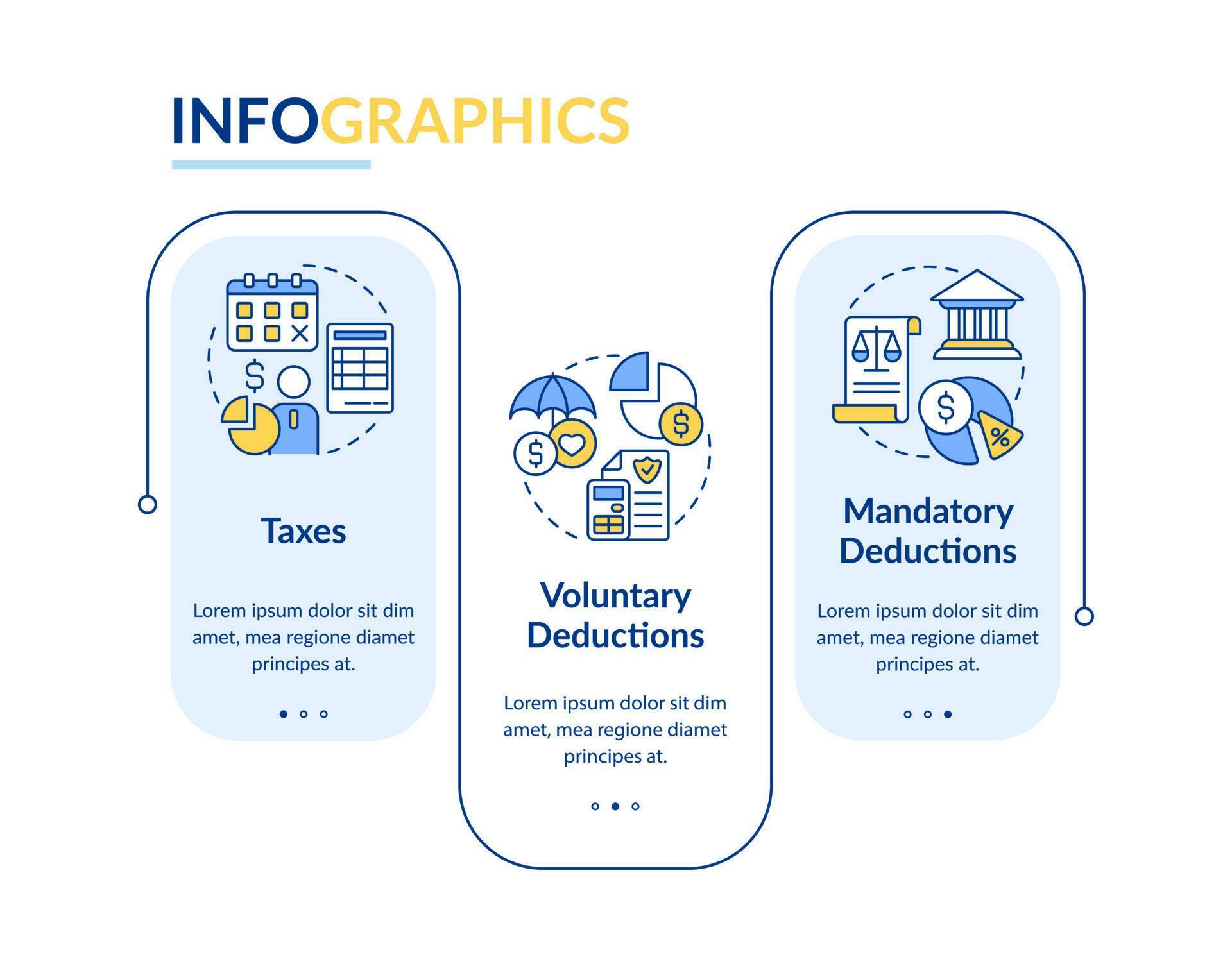 Payroll deductions types rectangle infographic template. Withhold. Data ...