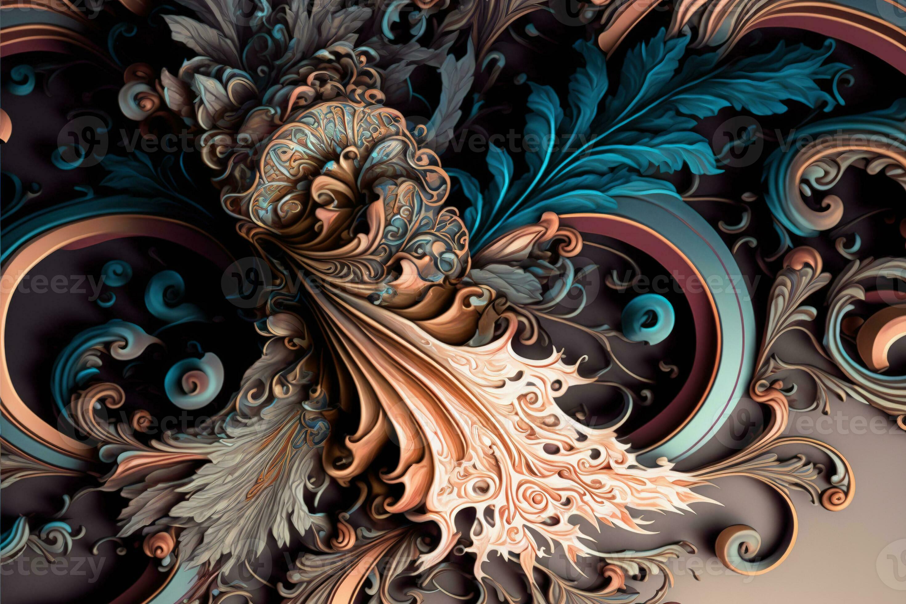 Swirling magnificent fractalesque rococo patterns. Collage contemporary ...