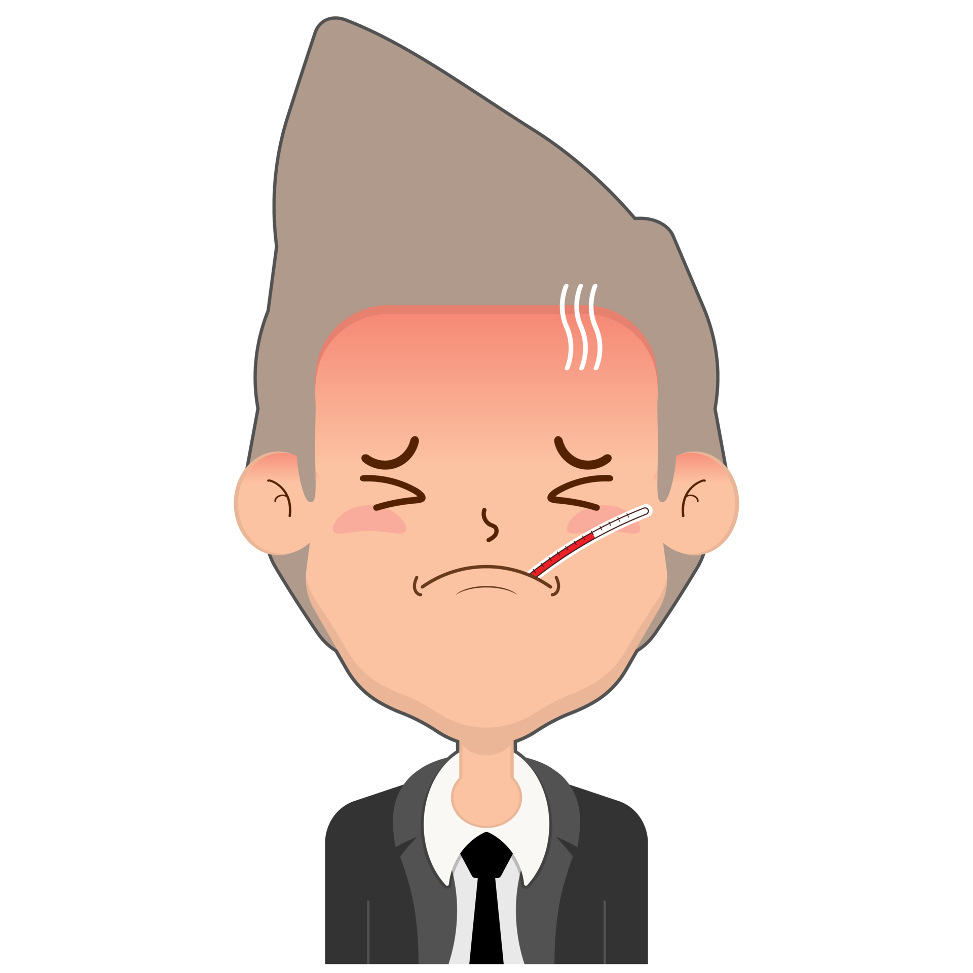business man sick face cartoon cute 23573137 PNG