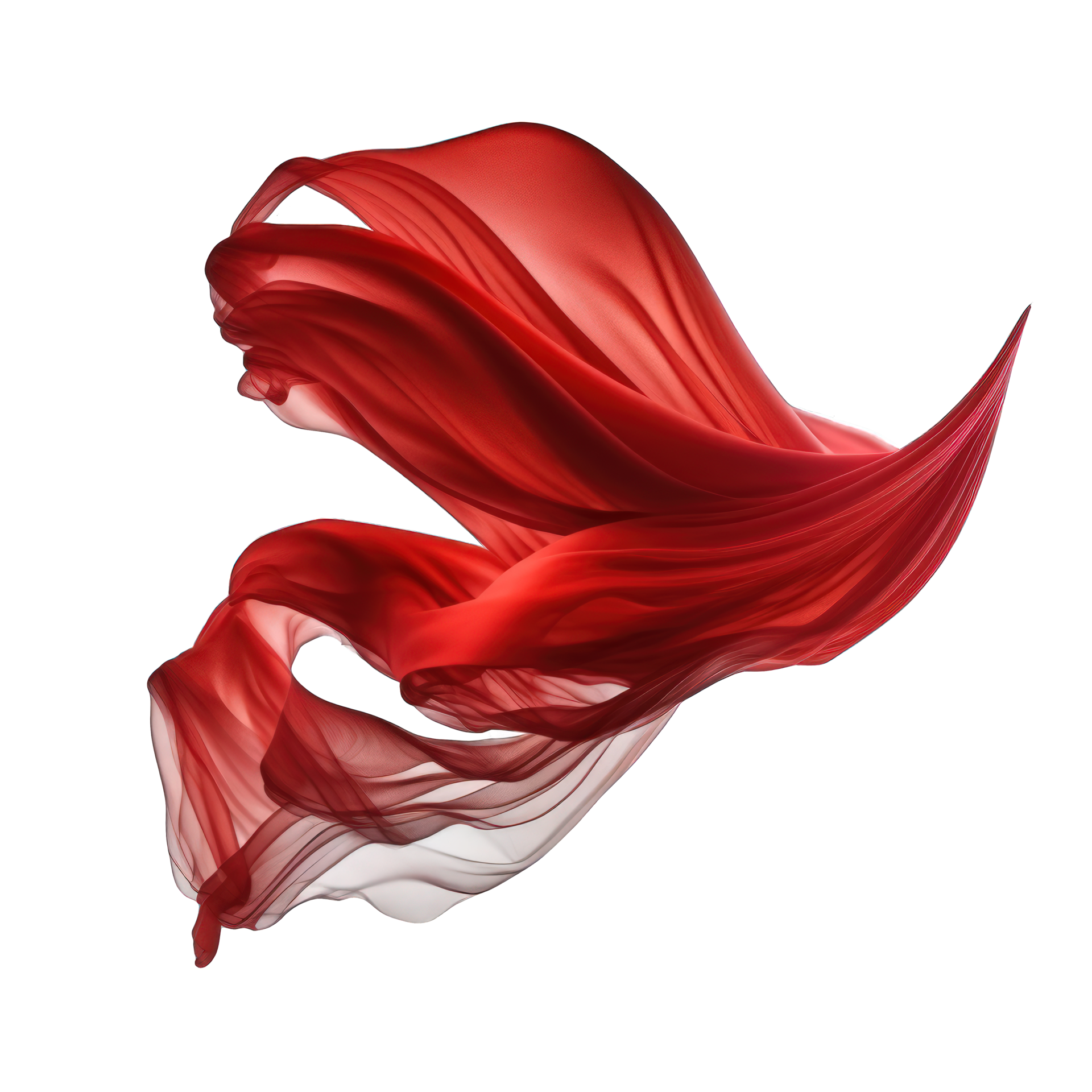 A Vibrant Red Silk Hangs Gracefully Mid Air Its Flowing Texture