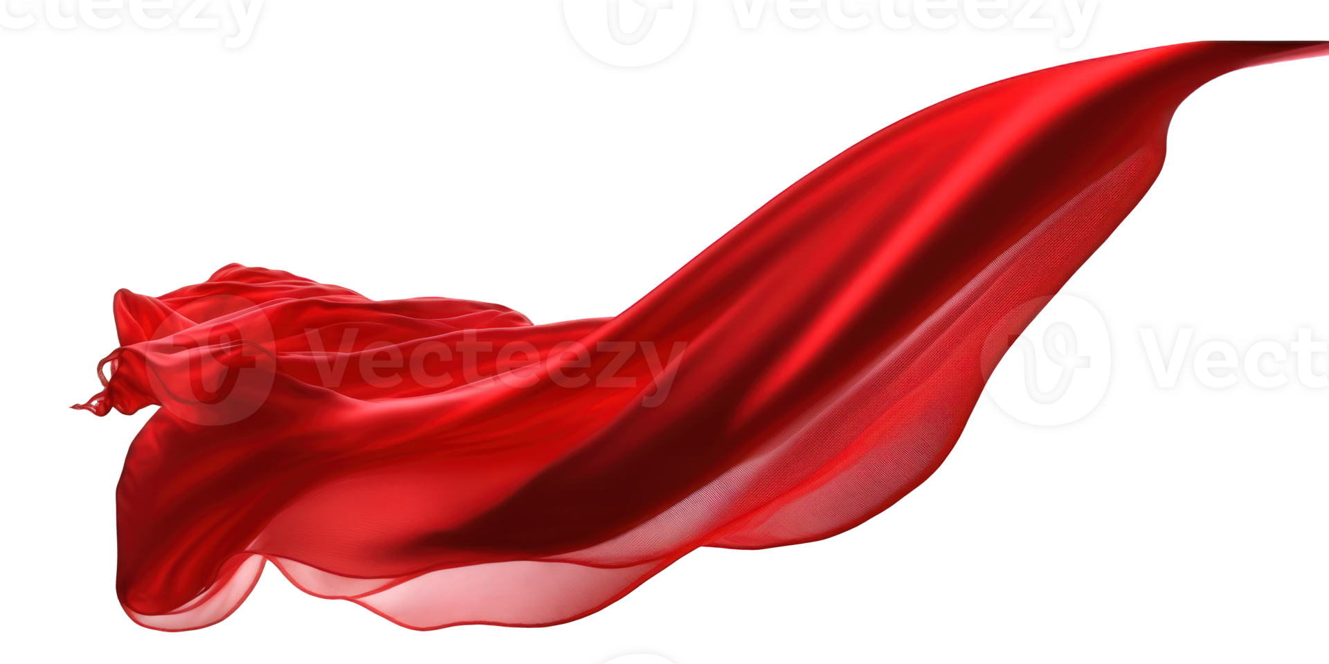 A Fluttering Long Red Silk Appears To Be Flying Freely Against A