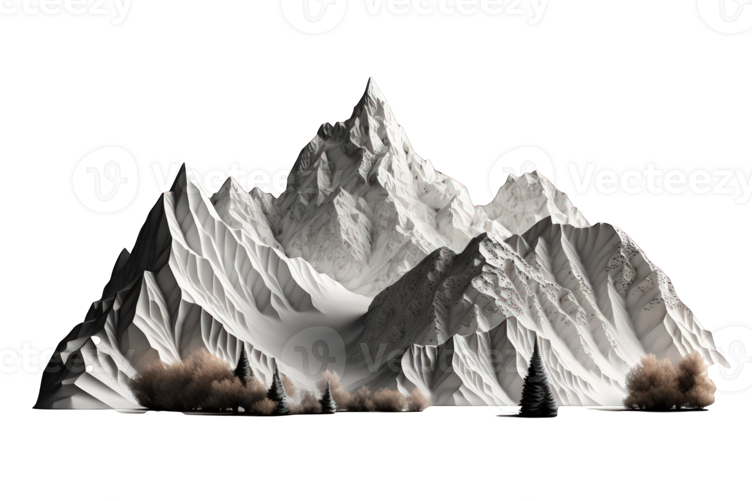 The image features a breathtaking view of realistic and highly-detailed mountains displayed ...