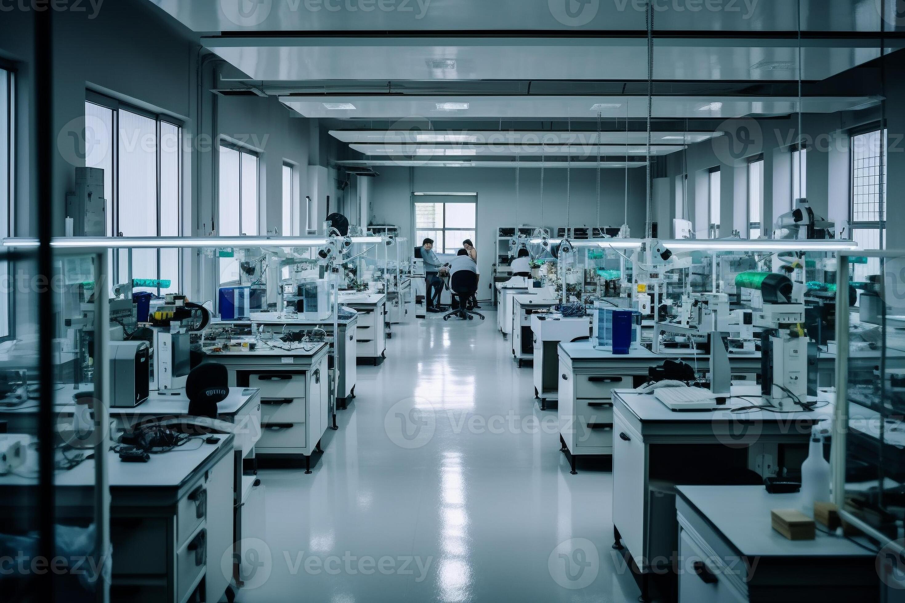 A team of AI researchers is working diligently in a brightly lit laboratory 23576852 Stock Photo ...