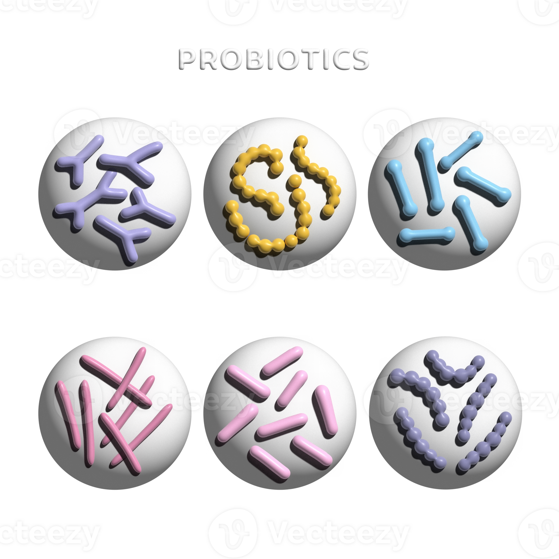 3d Render Set Of 3d Render Probiotic Bacteria Bulgaricus Lactobacillus