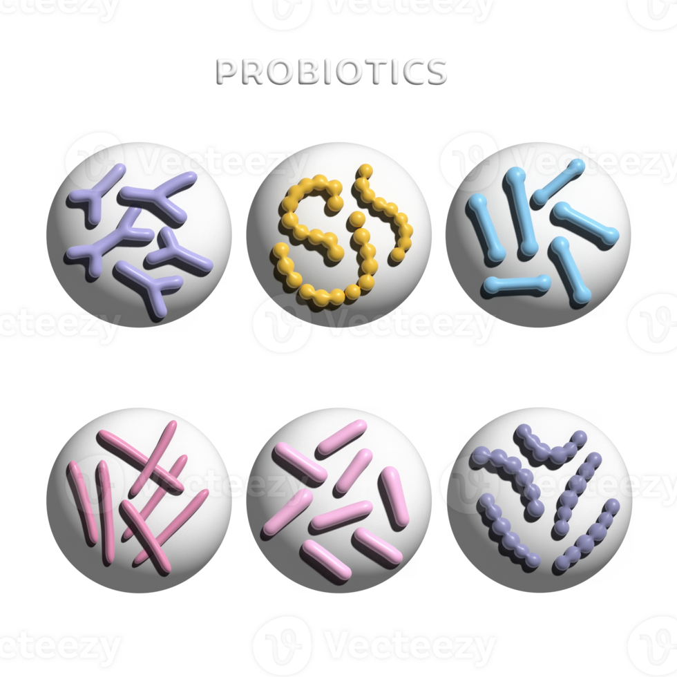 3d Render Set Of 3d Render Probiotic Bacteria Bulgaricus Lactobacillus