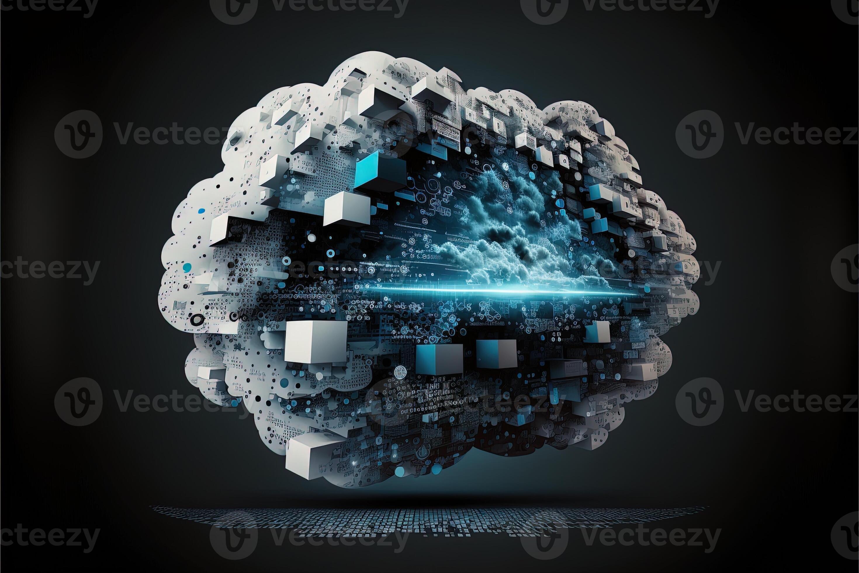 Cloud computing technology concept background, digital illustration ...