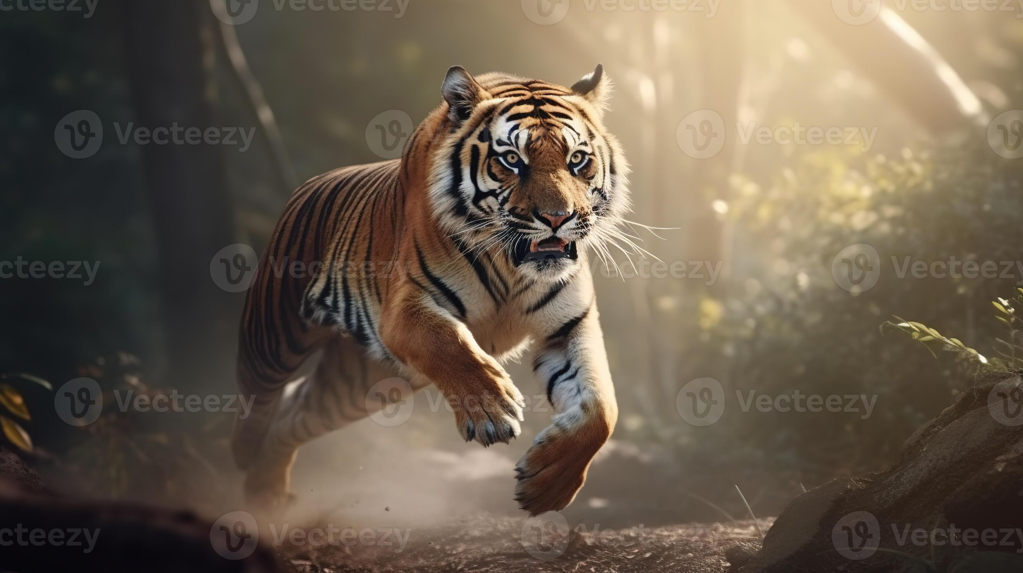 Majestic Tiger in Leap. 23579450 Stock Photo at Vecteezy