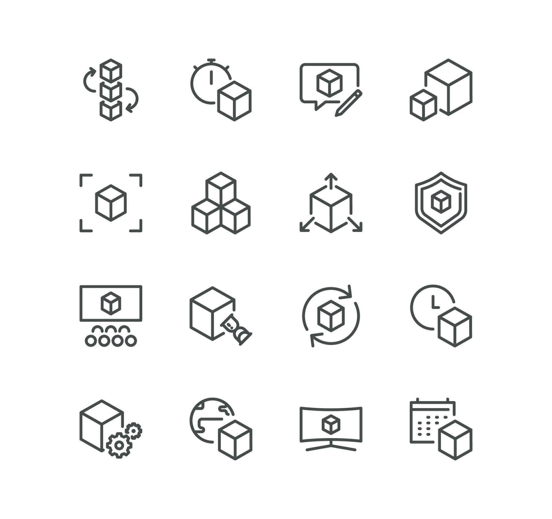 Set of abstract product related icons, module, application, design ...