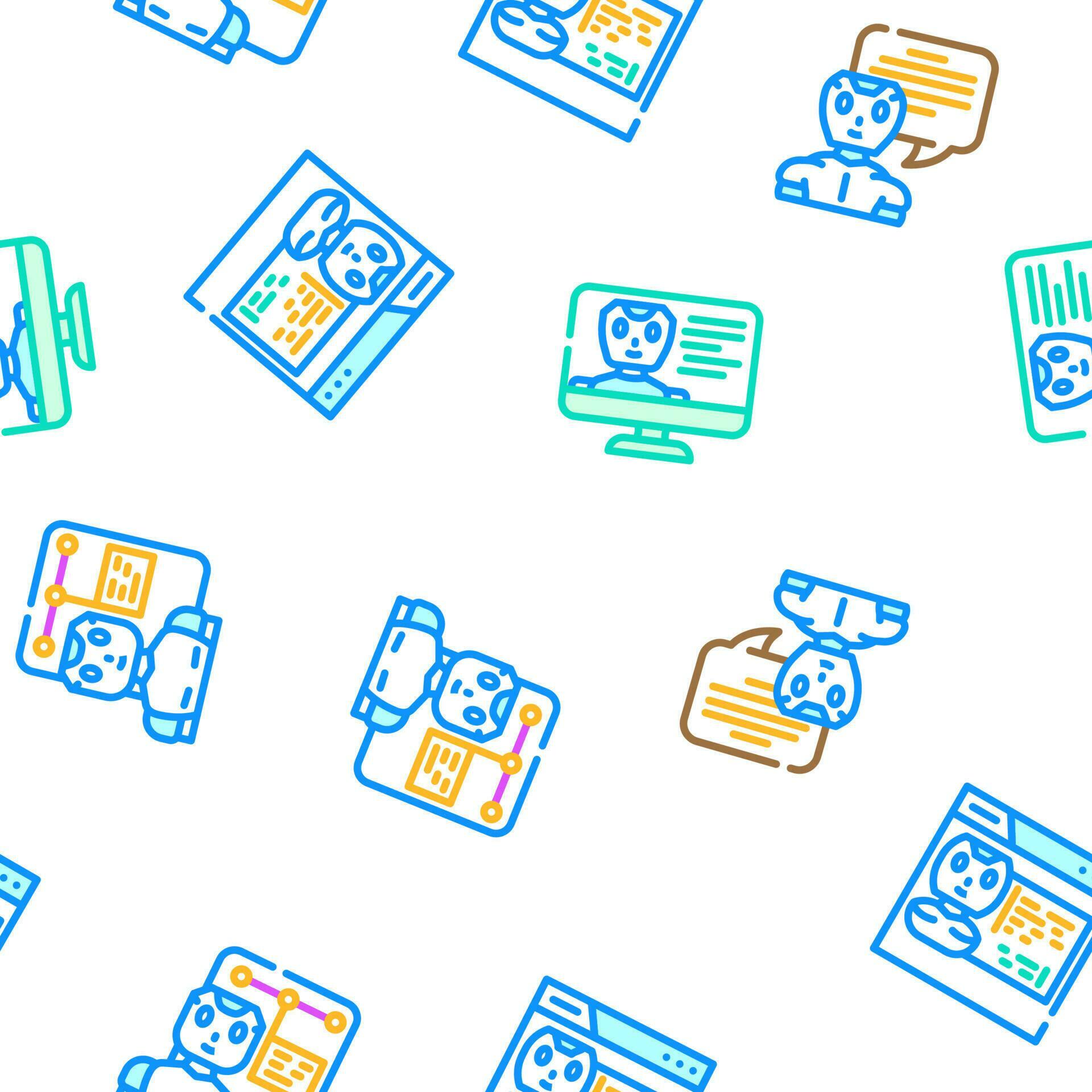 Chat Bot Robot Service Vector Seamless Pattern 23581771 Vector Art At Vecteezy