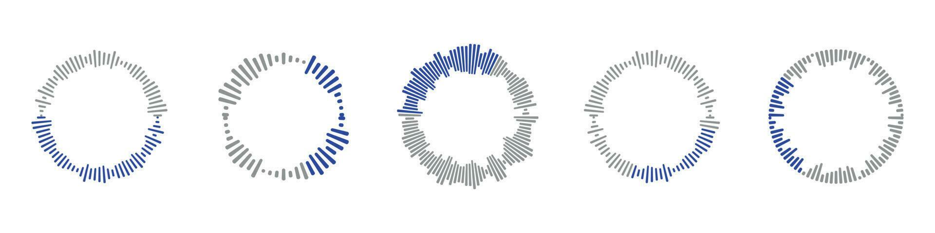 Circle audio waves set. Circular music sound graphic design collection ...