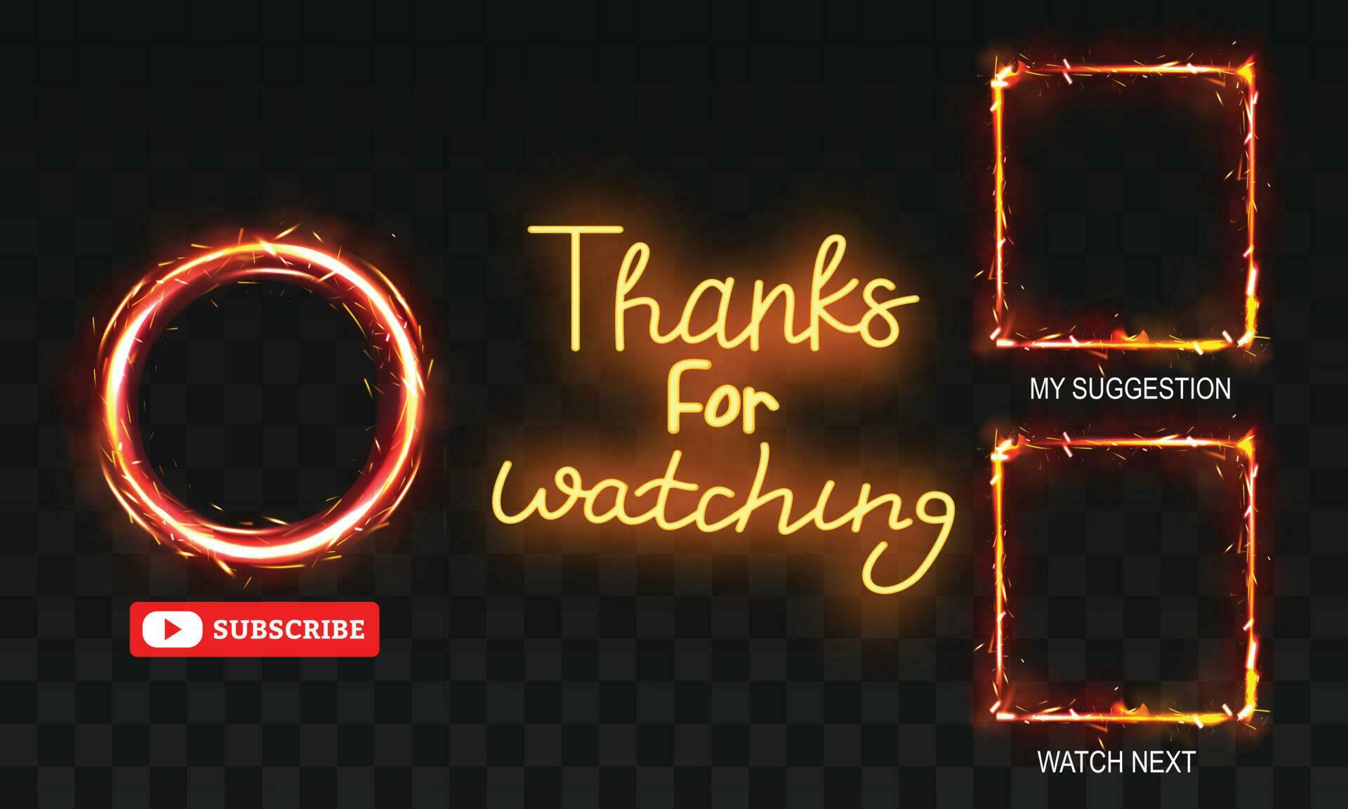 Youtube End Screen with neon background. Youtube Video Template, background, Outro Card ...