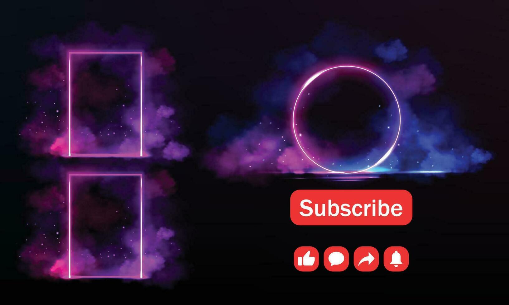 Youtube End Screen with neon background. Youtube Video Template, background, Outro Card ...