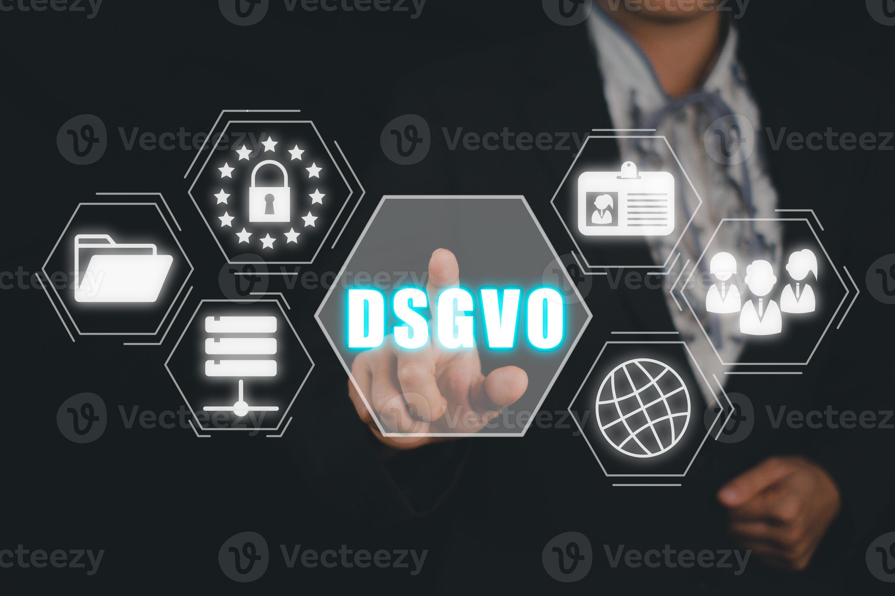 DSGVO Basic Data Protection Regulation Concept, Person hand touching ... DSGVO Basic Data Protection Regulation Concept, Person hand touching ...