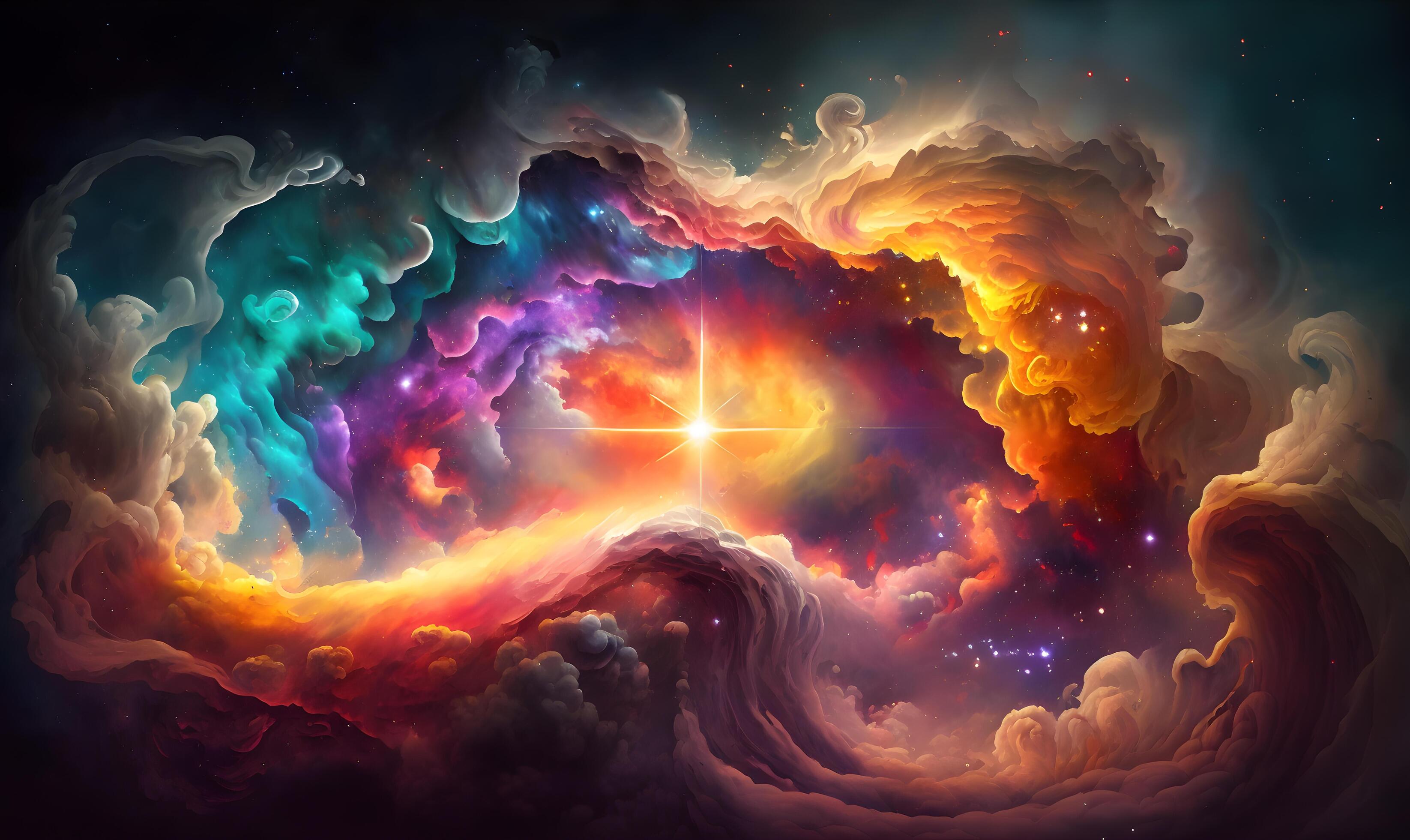 Abstract Space themed background featuring a colorful nebula or ... Abstract Space themed background featuring a colorful nebula or ...