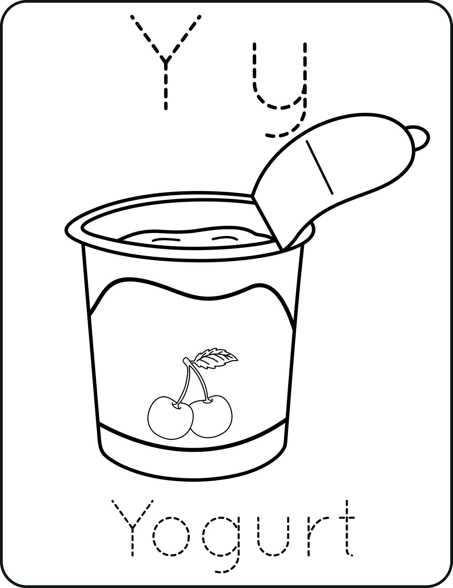 Letter Yy uppercase and lowercase, cute children coloring a yogurt, ABC ...